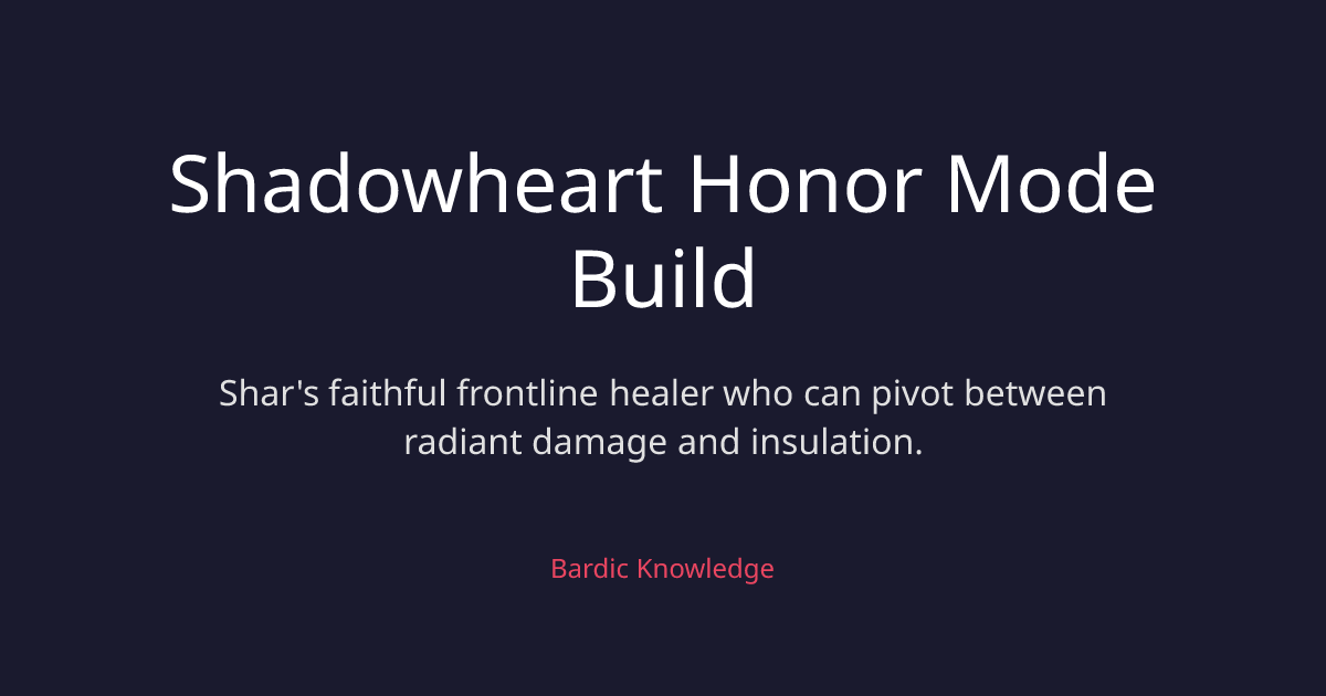 Shadowheart Honor Mode Build | Walkthrough